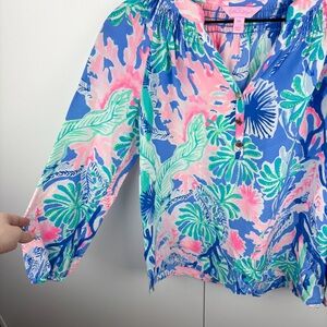 Lilly Pulitzer | Tops | Lilly Pulitzer Elsa Silk Top Jet Stream Blue ...